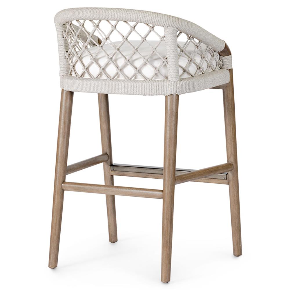 Palecek Otis Coastal Beach White Performance Woven Rope Hardwood Bar ...