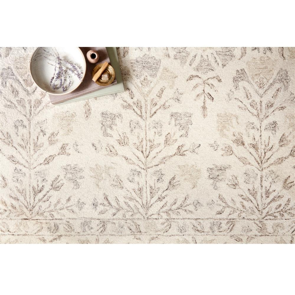 Norabel French Country Ivory Beige Wool Floral Patterned Rug - 7'9"x9'9"