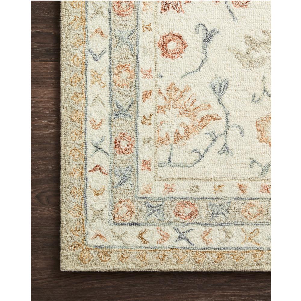 Jareth French Country Ivory Orange Wool Floral Patterned Rug - 8'6"x12'