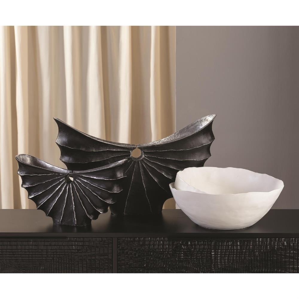 Knox Modern Classic White Ceramic Decorative Bowl Large (Over 15"W ...