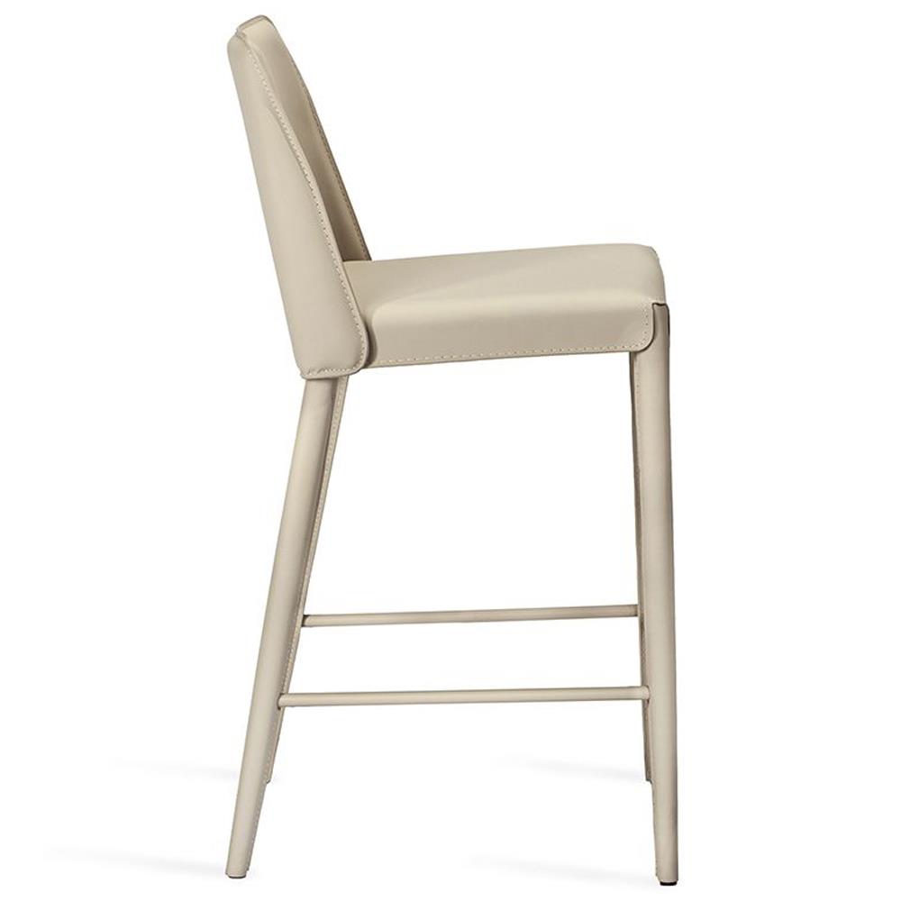 Malin Modern Classic Beige Leather Upholstered Nickel Steel Counter Stool