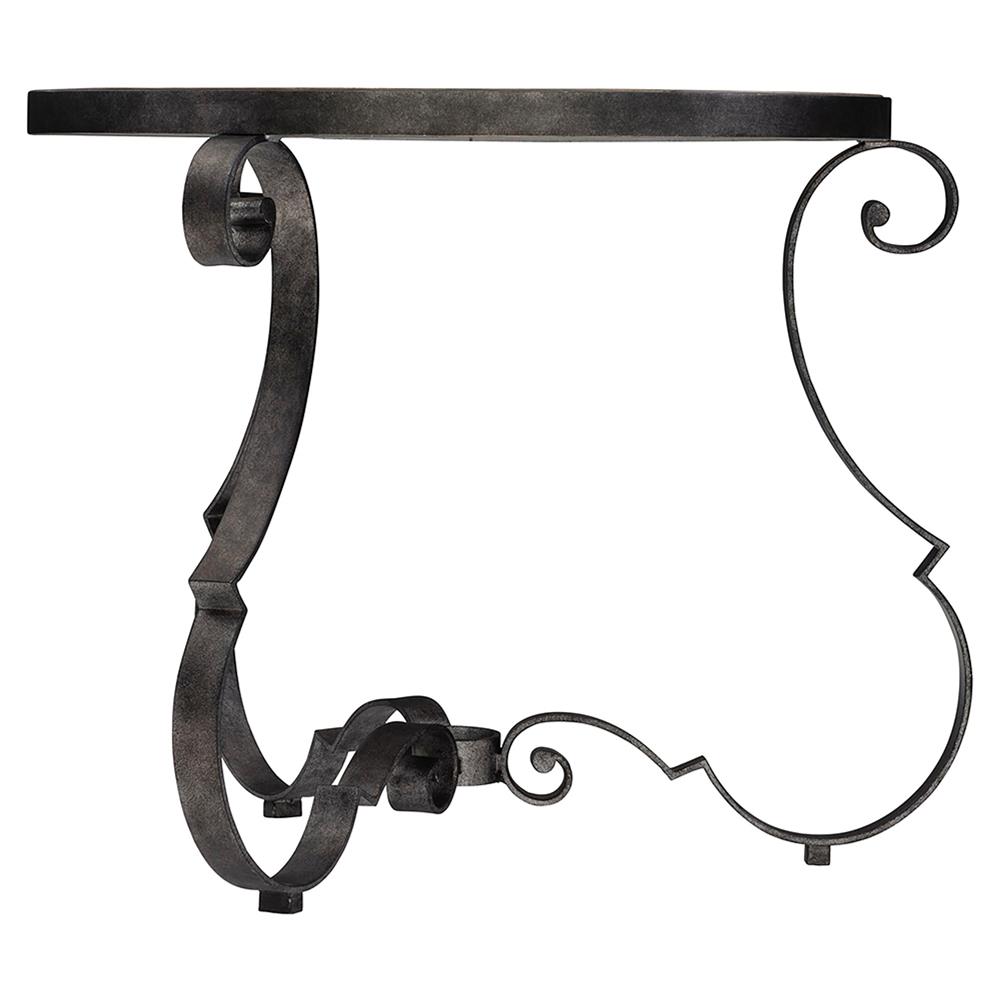 Rustom French Country Round Wood Veneer Top Metal Base Side End Table ...