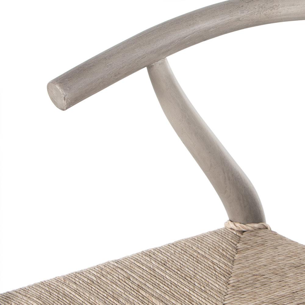 Wanda Mid Century Modern Grey Teak Woven Wicker Seat Wishbone Outdoor ...