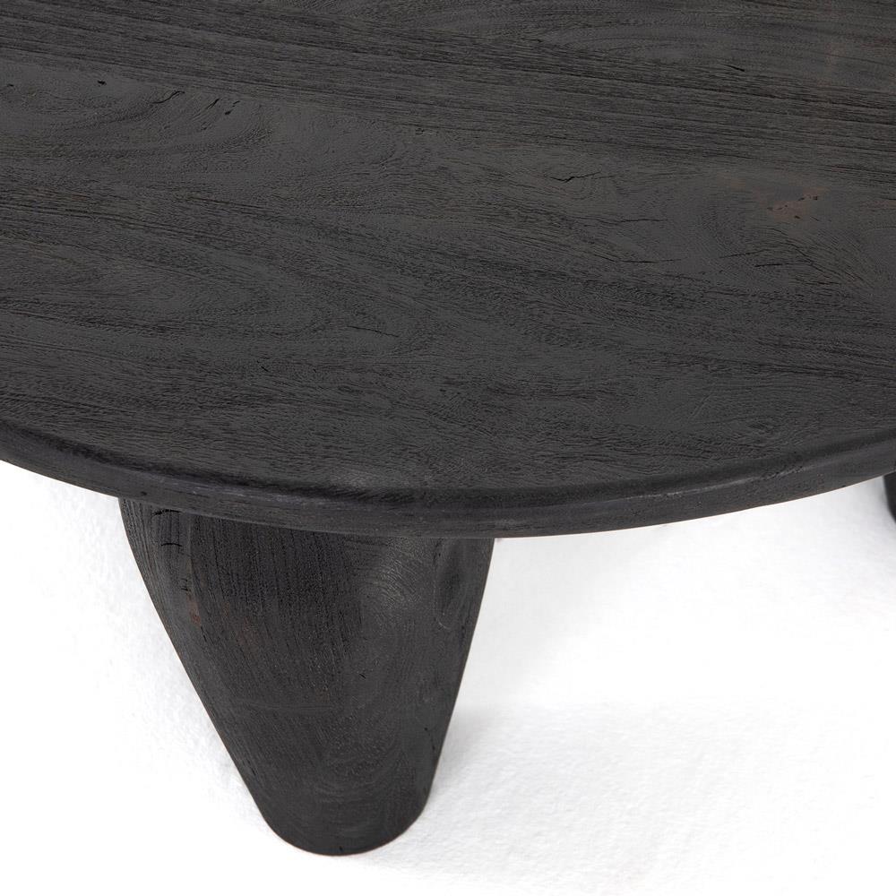 Amina Global Bazaar Black Reclaimed Wood Round Coffee Table