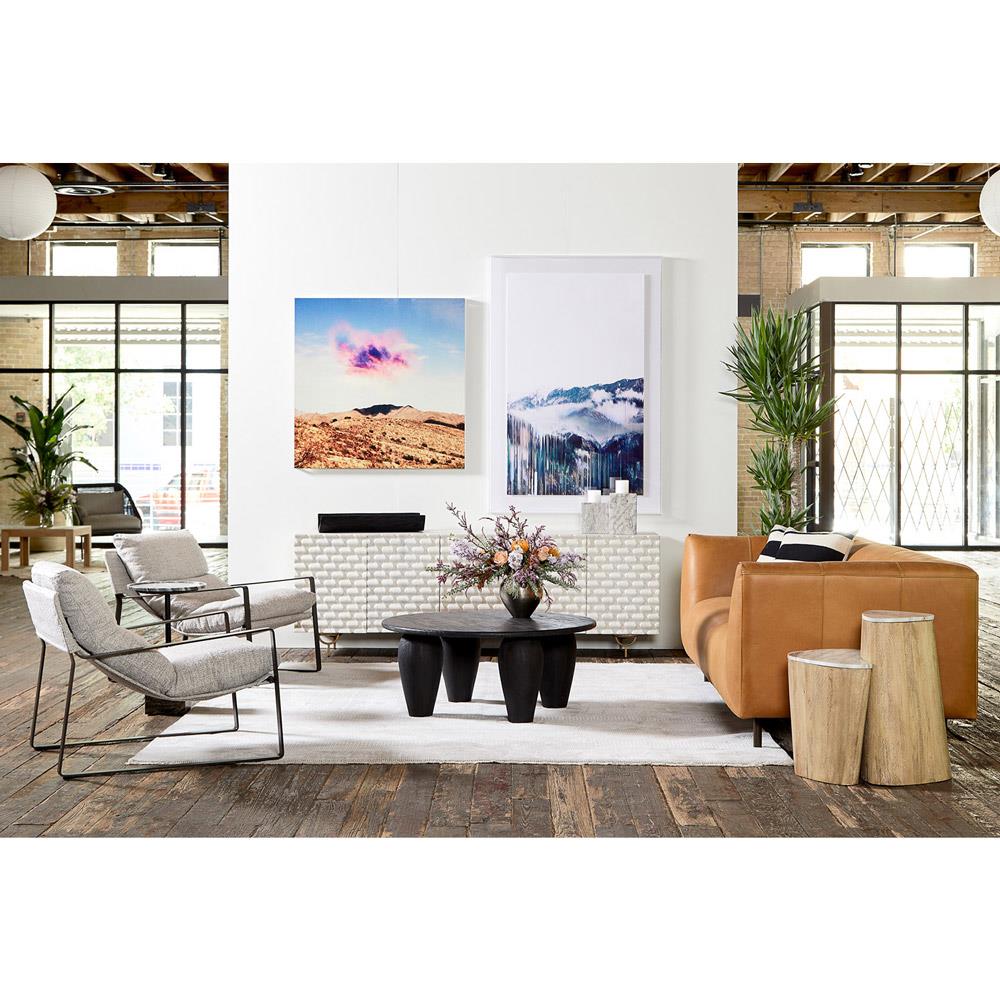 Amina Global Bazaar Black Reclaimed Wood Round Coffee Table