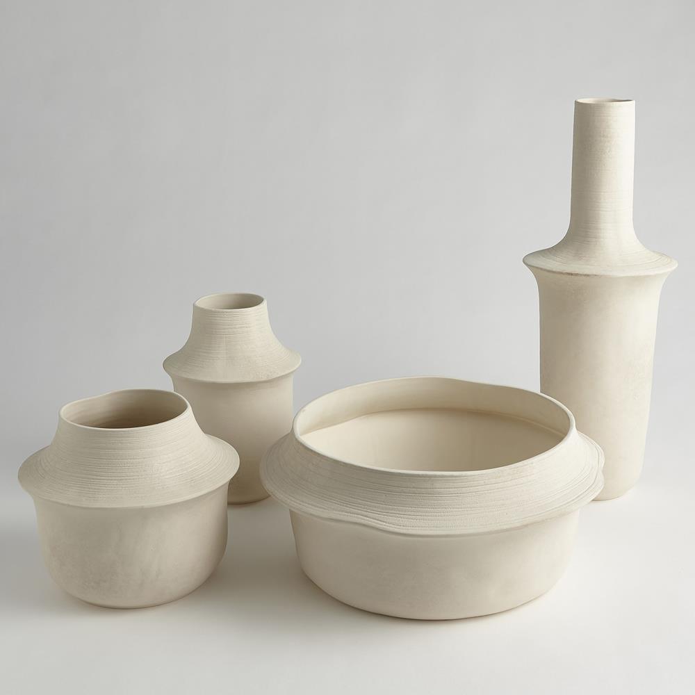 Studio A Home Fladis Modern Classic Matte Cream Ceramic Low Table Vase