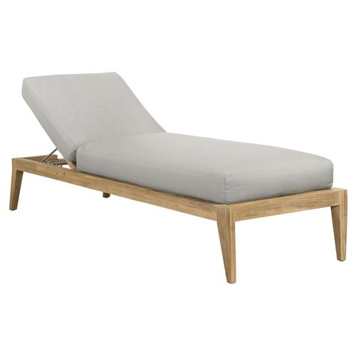 Anwar Rustic Lodge Grey Upholstered Brown Acacia Wood Outdoor Chaise Lounge