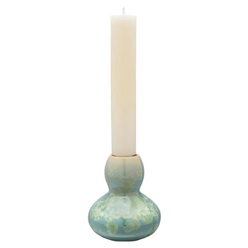 Simon Pearce Woodstock Modern Crystalline Jade Stoneware Candlestick Holder