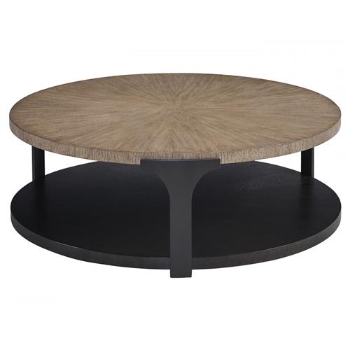 Kenya Modern Classic Brown Oak Wood 2 Tier Round Coffee Table