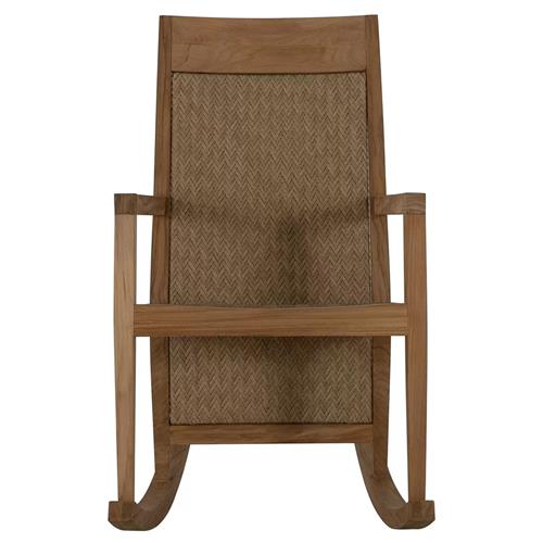 Savannah Coastal Beach Natural Teak Outdoor Rocker Chair | Kathy Kuo Home