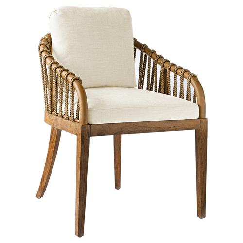 Taelyn Rustic Lodge Heathered Ivory Crypton Teak Dining Chair