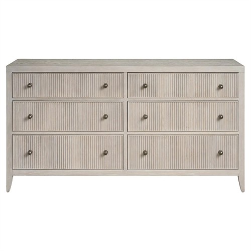 Isabella Modern Classic Fluted White Oak Double Dresser | Kathy Kuo Home