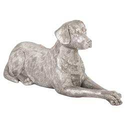 Winona Modern Classic Silver Leaf Laying Labrador Life Size Statue ...