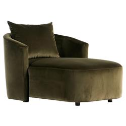 Paolo Modern Classic Olive Green Upholstered Chaise Lounge | Kathy Kuo Home