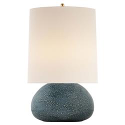 Visual Comfort Sumava Mid Century Blue Stone Linen Shade Table Lamp ...