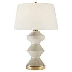 Visual Comfort Weller Shellish Kiwi Ceramic Linen Shade Zigzag Table ...