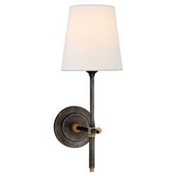 Visual Comfort Bryant Modern Bronze Antique Brass Linen Shade Sconce ...