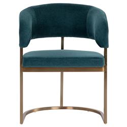 Ifera Regency Teal Upholstered Gold Stainless Steel Dining Arm Chair