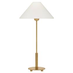 Visual Comfort Hackney Antique Brass Linen Shade Cordless Buffet Table Lamp