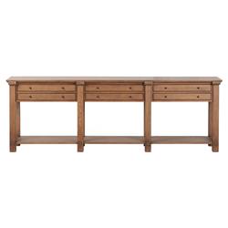Gavin Rustic Lodge Brown Oak Rectangular Console Table | Kathy Kuo Home