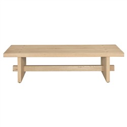 Lila Coastal Beach Natural Oak Rectangular Cocktail Table | Kathy Kuo Home
