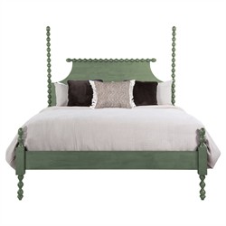 Elio Updated Traditional Dark Green Wood Spindle Poster Bed - Queen