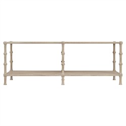 Mateo Coastal Beach Beige Acacia Wood Bamboo Rectangular Coffee Table