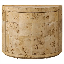 Cordova Modern Classic Brown Burl Demilune Nightstand | Kathy Kuo Home