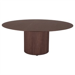 Mabel Modern Classic Brown Oak Round Dining Table - 71" | Kathy Kuo Home