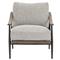 Jacoby Mid Century Modern Grey Upholstered Brown Wood Iron Legs Arm Chair