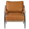 Jacoby Mid Century Modern Palermo Cognac Leather Wood Iron Legs Arm Chair