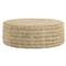 Carter Rustic Lodge Brown Oak Round Drum Coffee Table | Kathy Kuo Home
