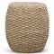 Wilda Coastal Beach Antique Brown Woven Rattan Round Stool | Kathy Kuo Home