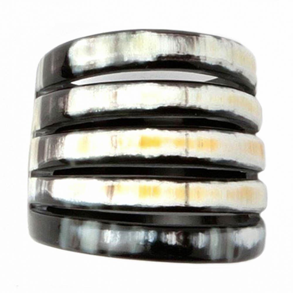 Azure Modern Classic Black Horn Napkin Ring - Set of 4 | Kathy Kuo Home