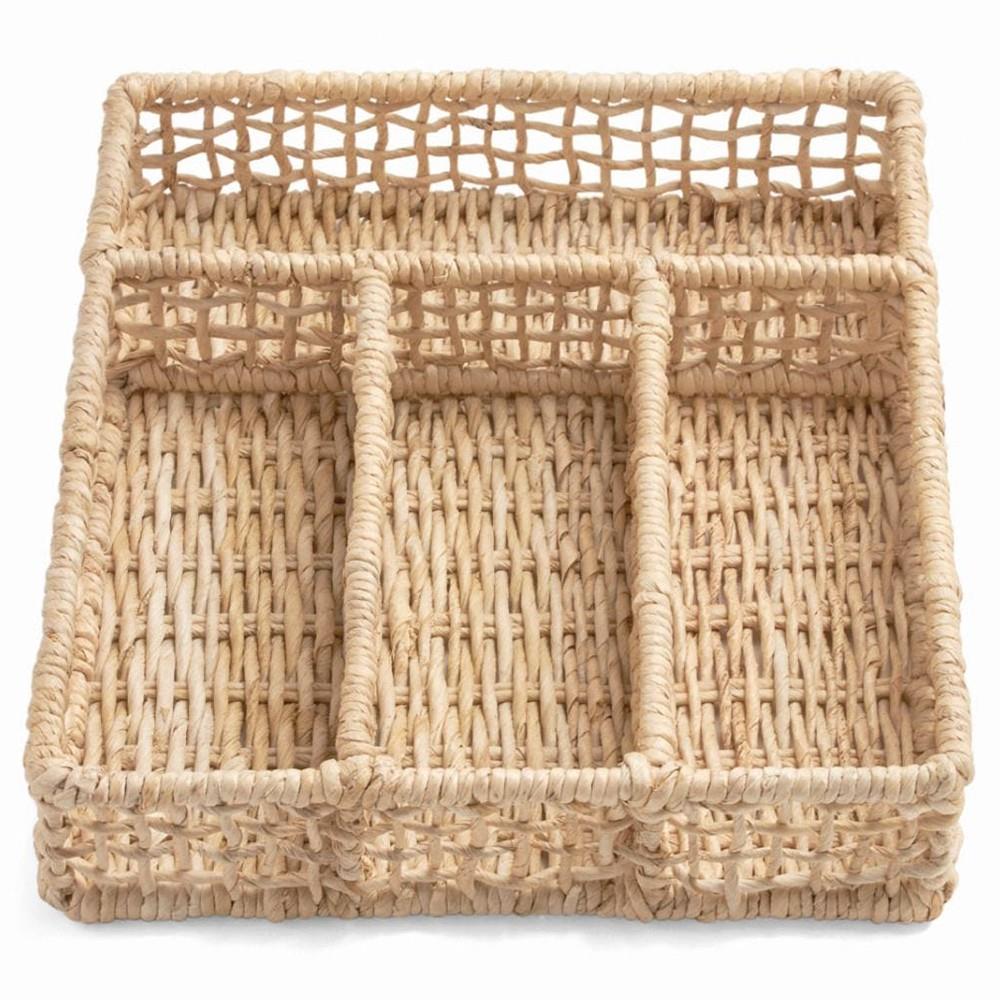 Ericson Coastal Beach Brown Banana Bark Flatware Storage | Kathy Kuo Home
