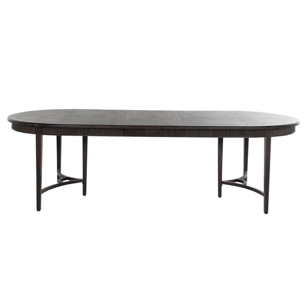Whitlock Black Wood Patterned Extendable Oval Dining Table - 86-106"W ...