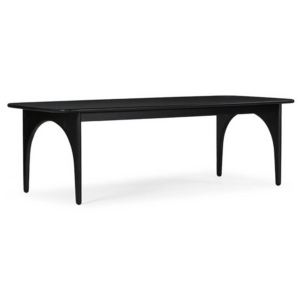 Camila Mid Century Modern Black Oak Wood Rectangular Dining Table - 96"W