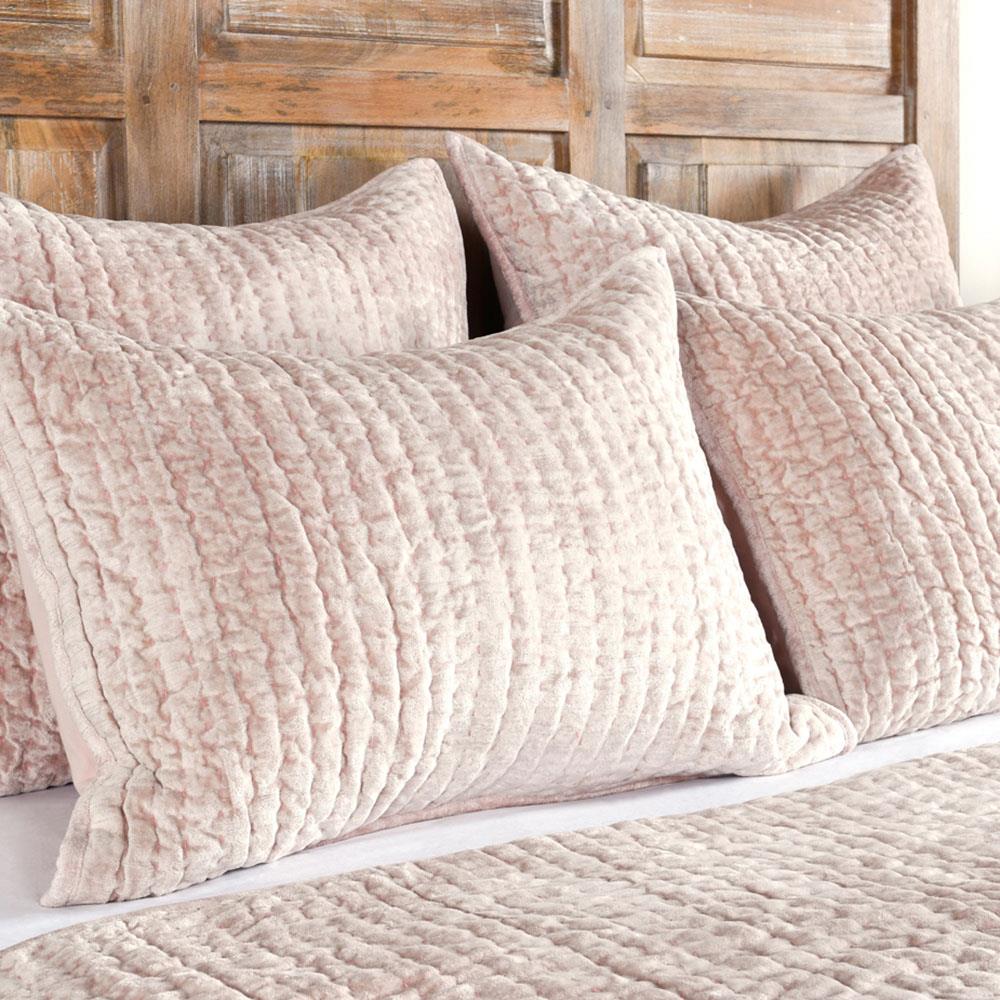 Beata Modern Classic Pink Velvet Quilt - King King | Kathy Kuo Home