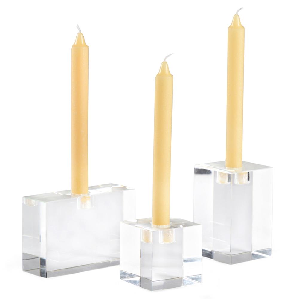 Ezekiel Modern Clear Crystal Candlestick Candleholder - Set of 3