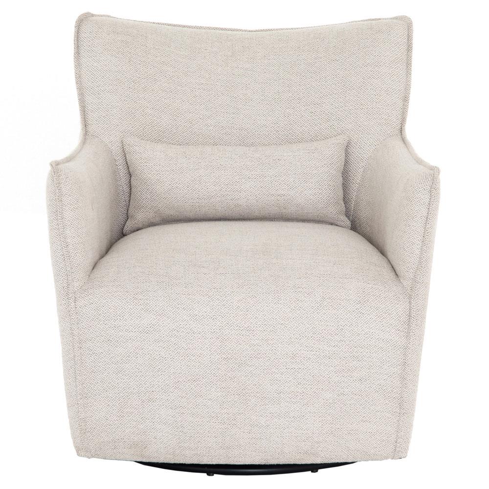 Lola Modern Classic Light Grey Upholstered Black Metal Wingback Swivel ...