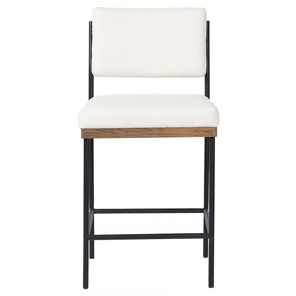 Ellie Industrial White Upholstered Performance Black Iron Counter Stool ...