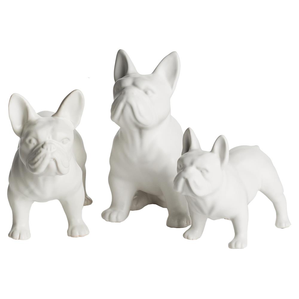 Cerberus Modern Classic White Ceramic Dog Figurine - Set of 3 Small (5 ...