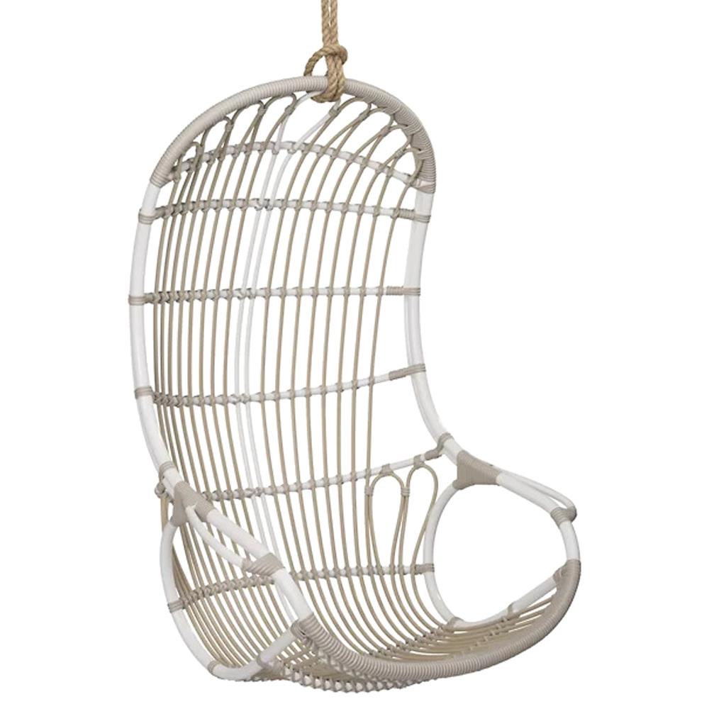 Sigma Coastal Beach White Woven Faux Rattan Hanging Outdoor Hanging ...