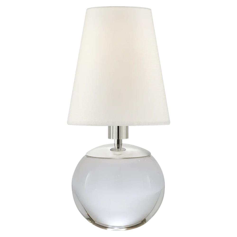 Visual Comfort Terri Crystal Linen Shade Round Table Lamp - Extra Small