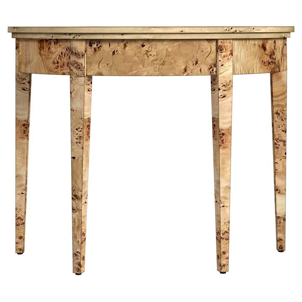 Hugo French Country Light Brown Burl Wood Veneer Console Table