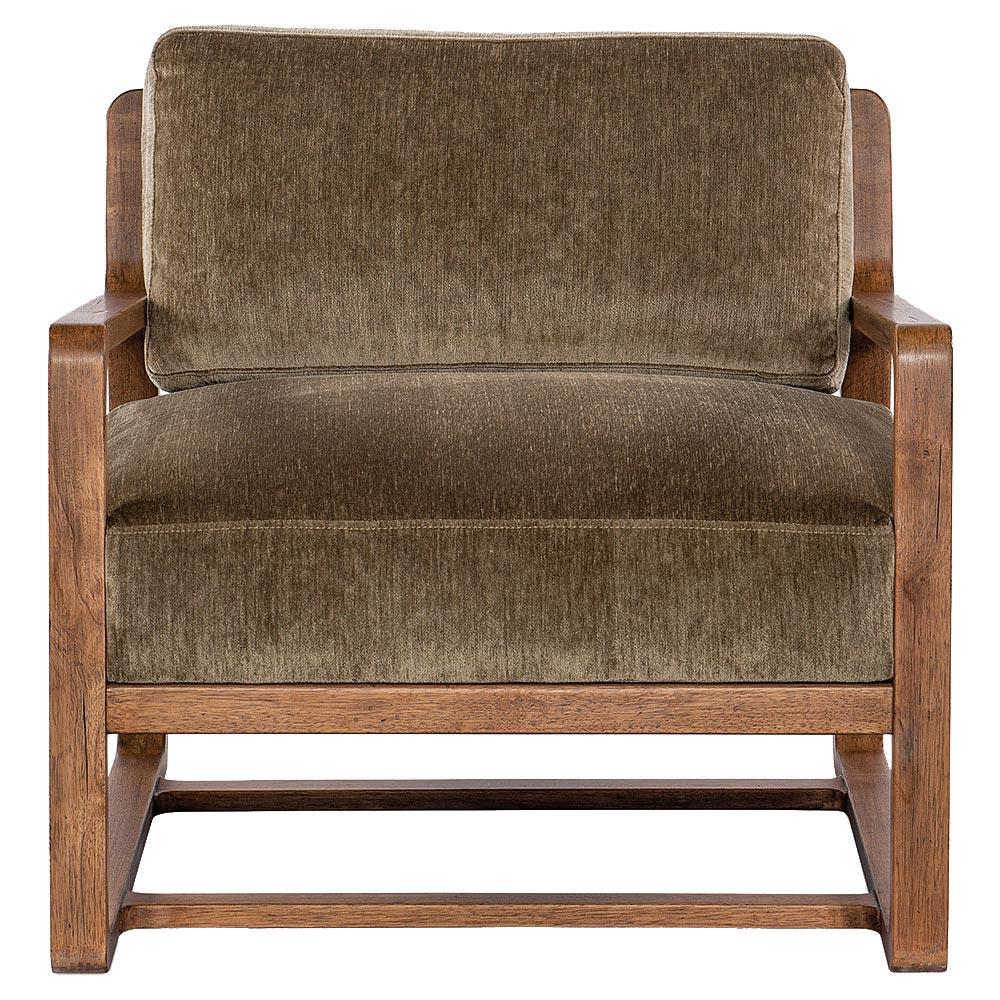 Miranda Rustic Lodge Sage Upholstered Brown Wood Living Room Arm Chair ...