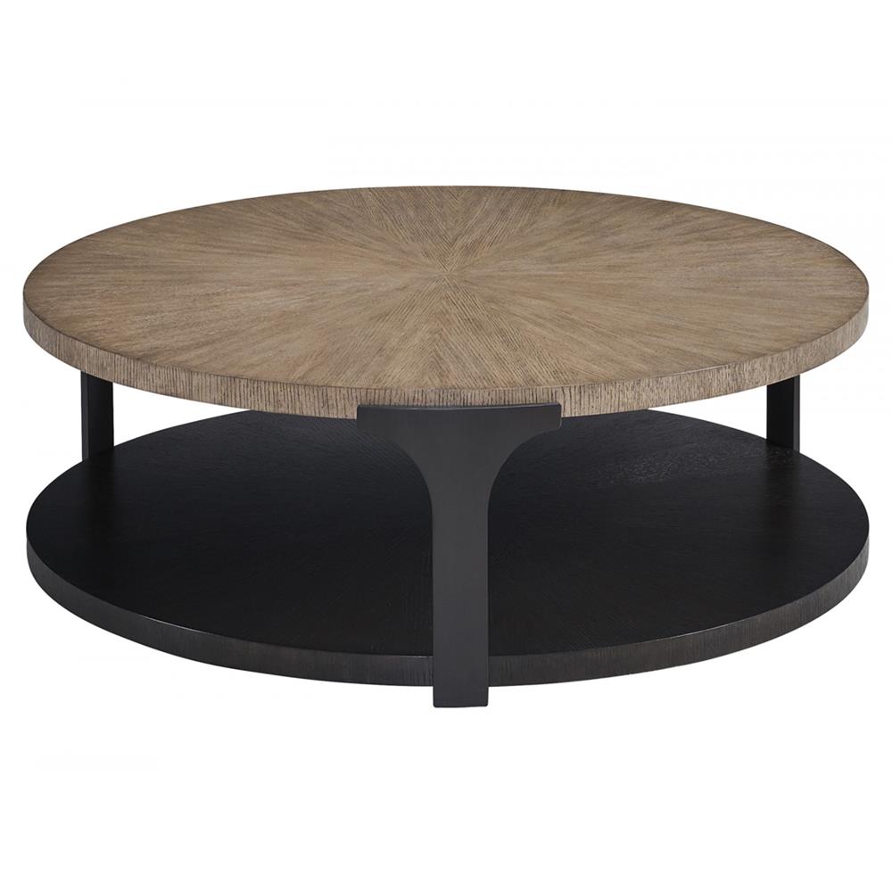 Kenya Modern Classic Brown Oak Wood 2 Tier Round Coffee Table