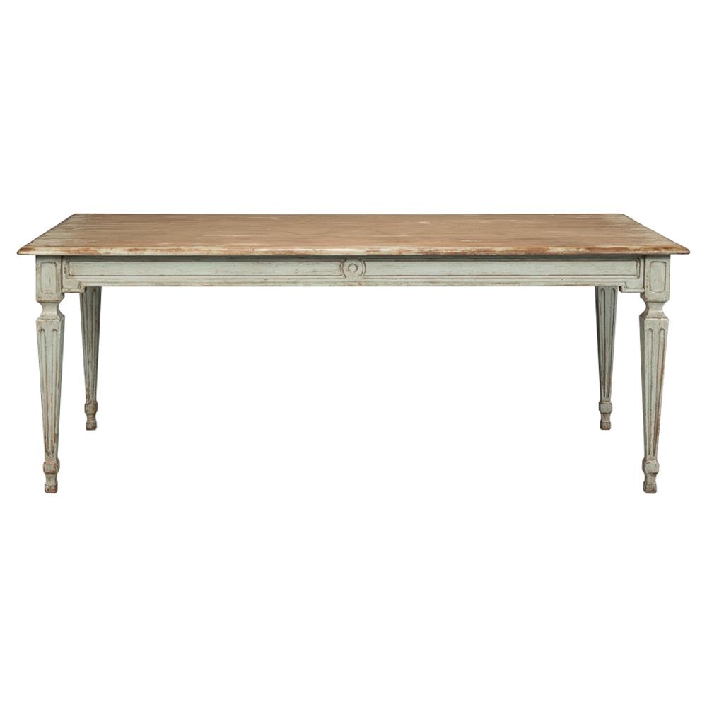 Ember French Country Antique Sage Green Wood Rectangular Dining Table ...