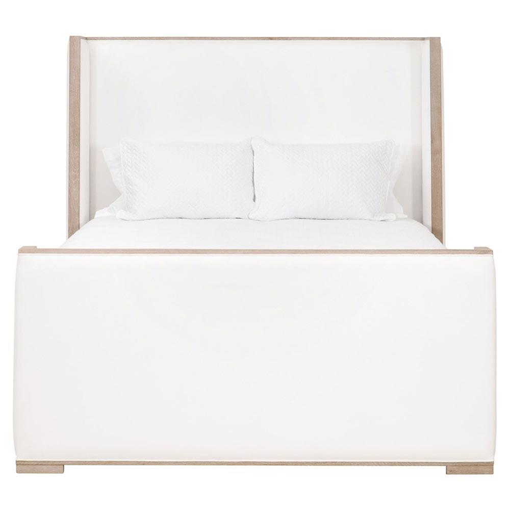 Tana Modern Classic White Performance Natural Grey Oak Wingback Bed ...