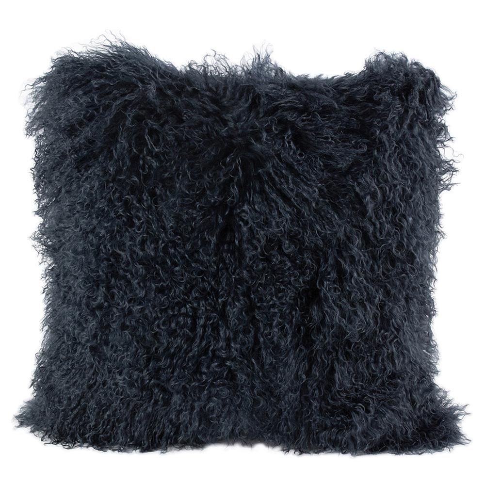 Devi Modern Tibetan Textured Navy Wool Decorative Throw Pillow - 20x20